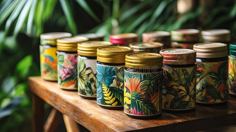 Tropical Jam Jars Hand Painted Labels Stock Photos - Free & Royalty ...