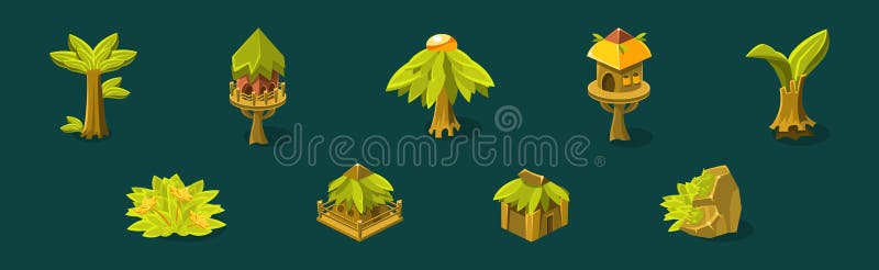 Tropical Jungle Design Element and Object Vector Set Stock Vector ...