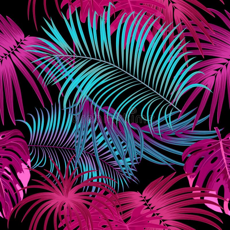 Tropical Jungle Palm Leaves Seamless Pattern Stock Vector ...