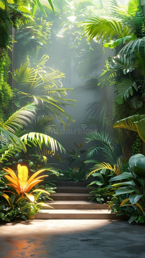 Tropical Jungle Pathway Illustration Generated Using AI. Stock ...