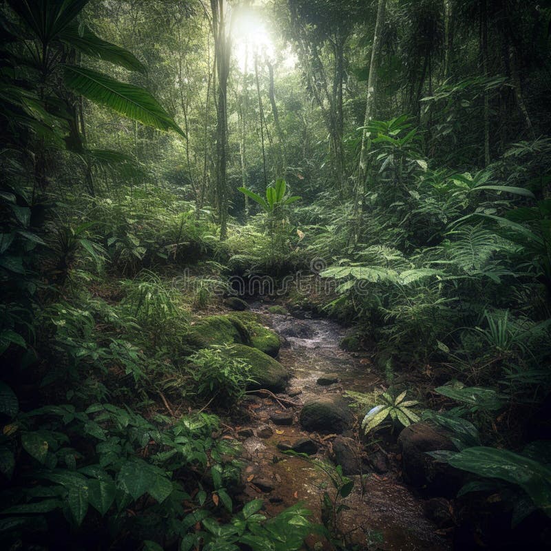 Tropical Jungles. Rainforest with Deep Jungle. Beautiful Forest Stock ...
