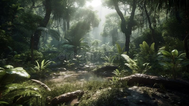 Tropical Jungles. Rainforest with Deep Jungle. Beautiful Forest Stock ...