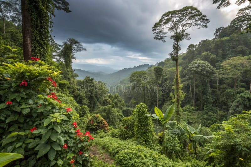 Tropical Jungles of Southeast Asia in August Stock Illustration ...