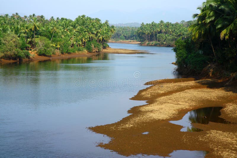 Tropical Landscape in South India with River Stock Image - Image of ...