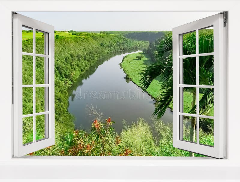 Tropical Landscape View from an Open Window To the River Stock Photo ...
