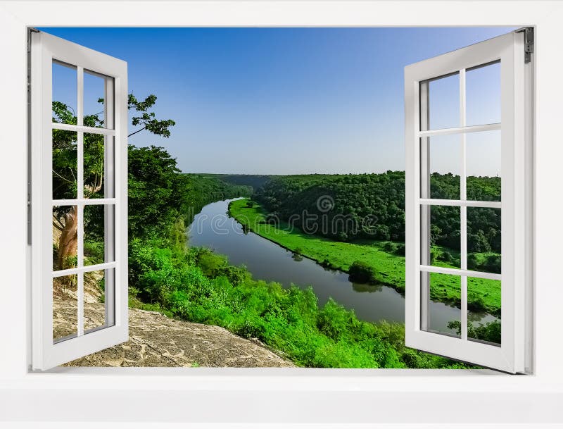 Tropical Landscape View from an Open Window To the River Stock Image ...
