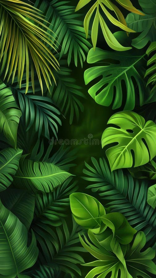 Tropical Leaf Background, Lush Greenery, Jungle Foliage, Nature ...