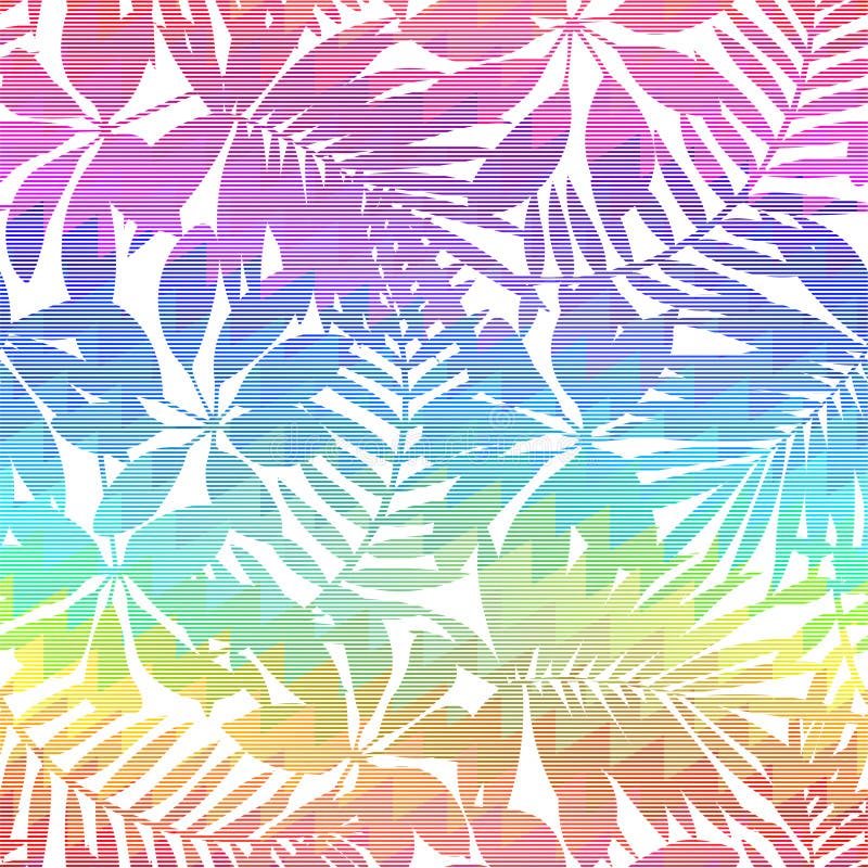Tropical Leaf Chevron Rainbow Seamless Pattern Stock Vector ...