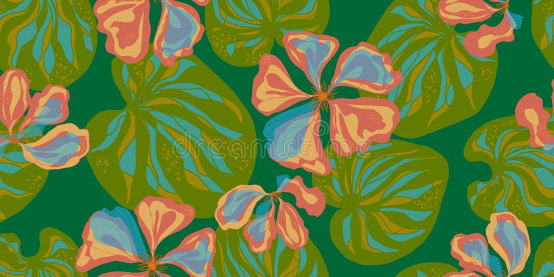 Tropical Leaf and Exotic Flower Pattern Vibrant Jungle Inspired ...
