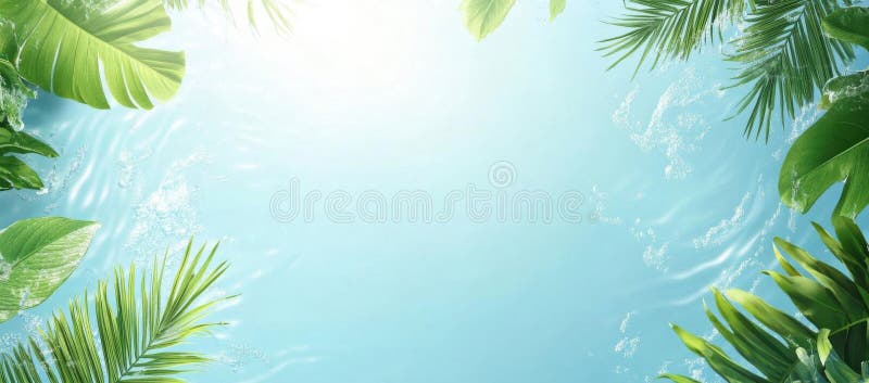 Tropical Leaf Frame Over Water Creates a Peaceful Natural Concept Stock ...