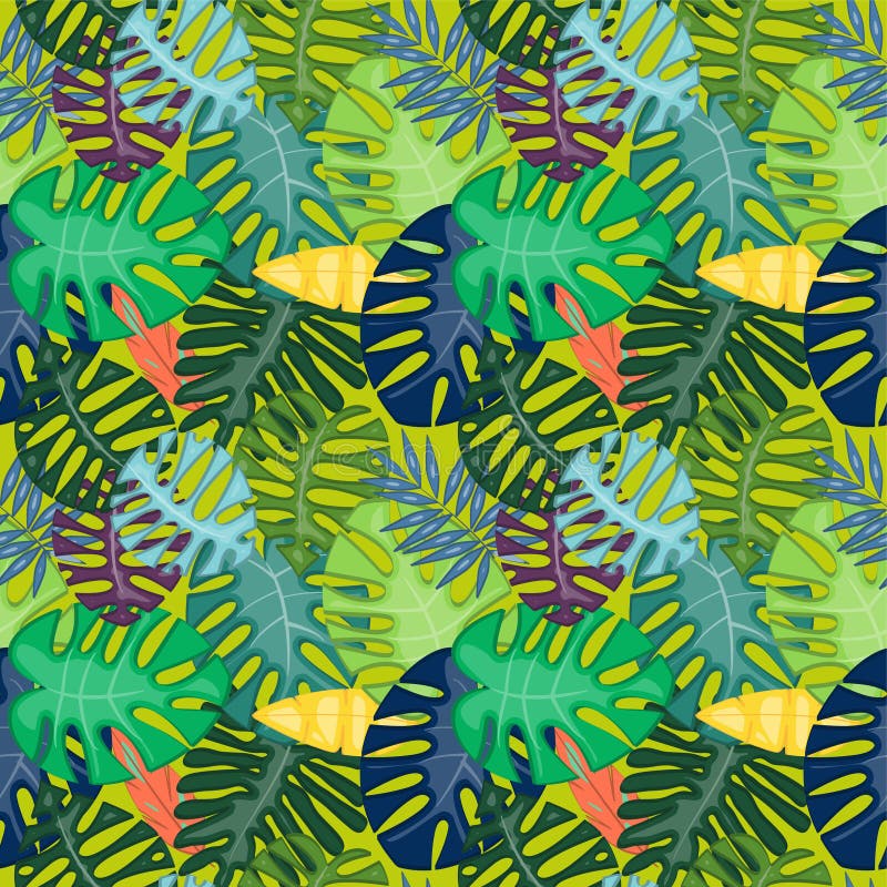 Tropical Leaf Vector Seamless Pattern or Background Stock Vector ...