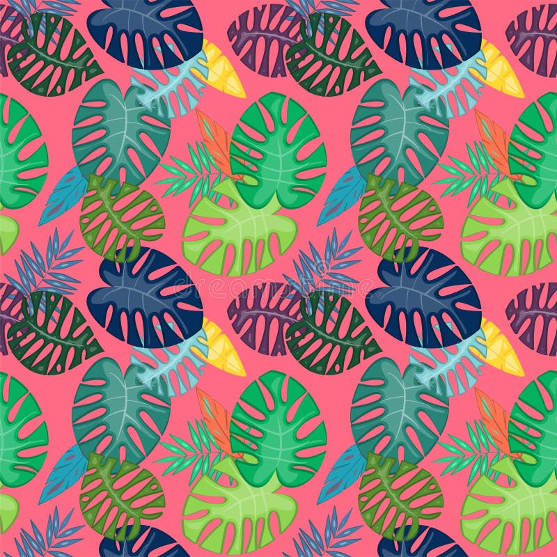 Tropical Leaf Vector Seamless Pattern or Background Stock Vector ...