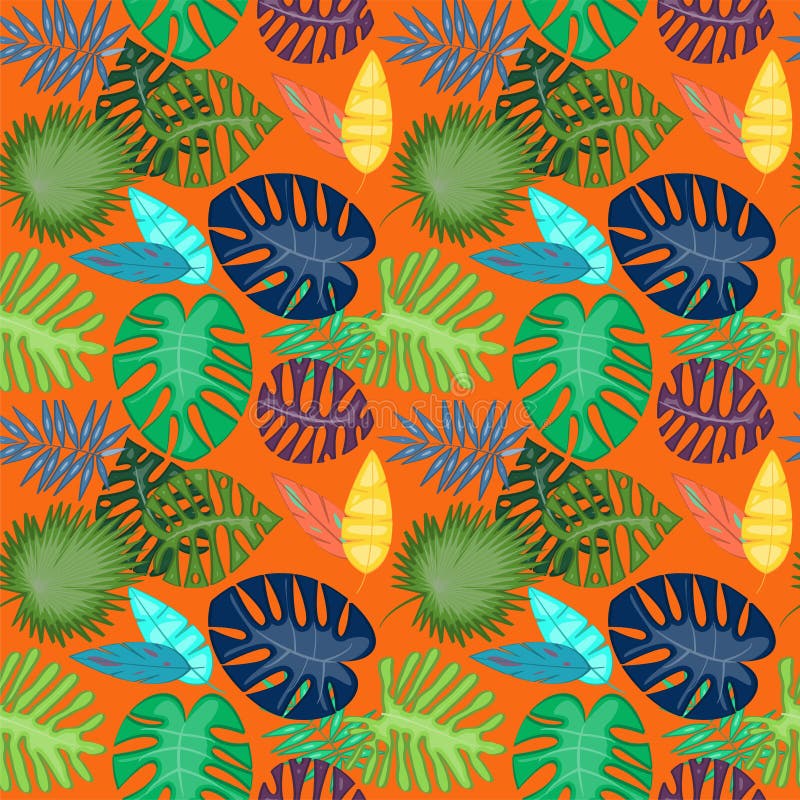 Tropical Leaf Vector Seamless Pattern or Background Stock Vector ...