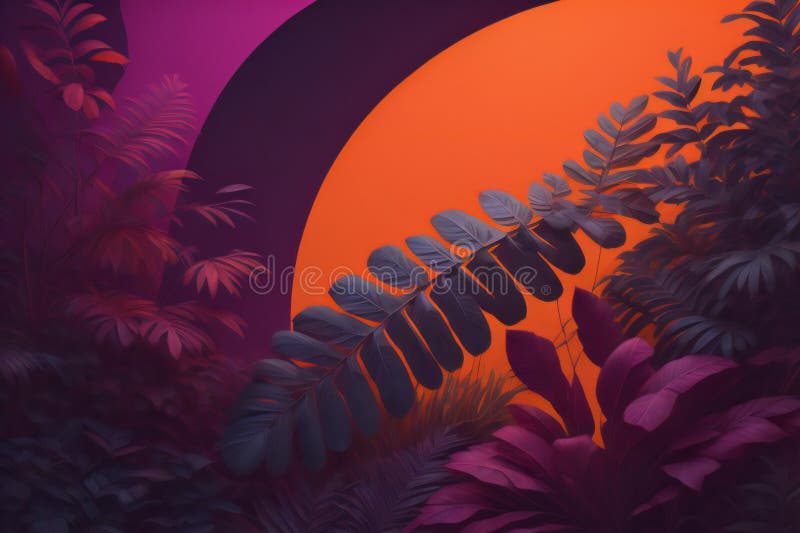 Tropical Leaves Background. Minimal Jungle Concept Stock Illustration ...