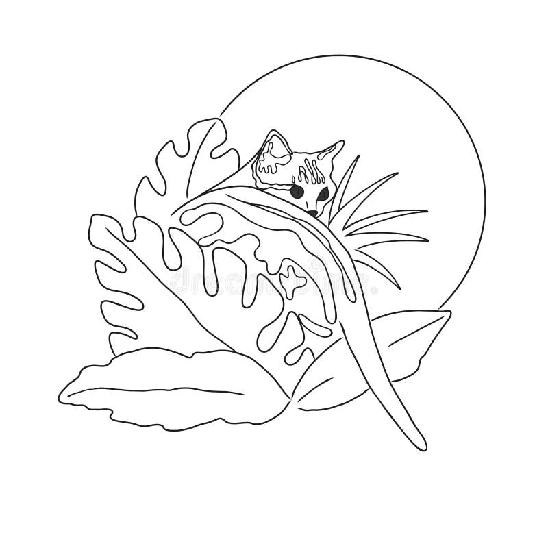 Tropical Leaves and the Cat / Vector Illustration Stock Vector ...