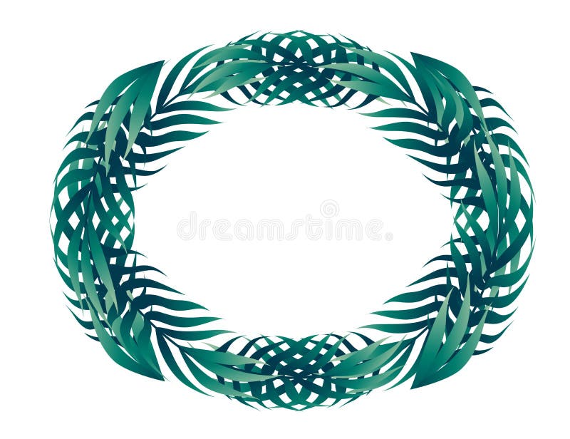 Tropical Leaves in Circle Floral Design Frame Concept Flat Vector ...