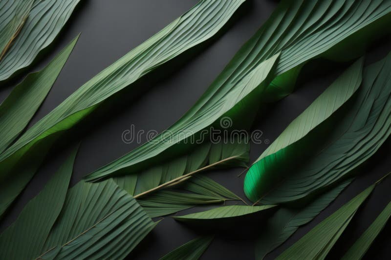 Tropical Leaves on Dark Background, Top View. Ai Generated Stock ...