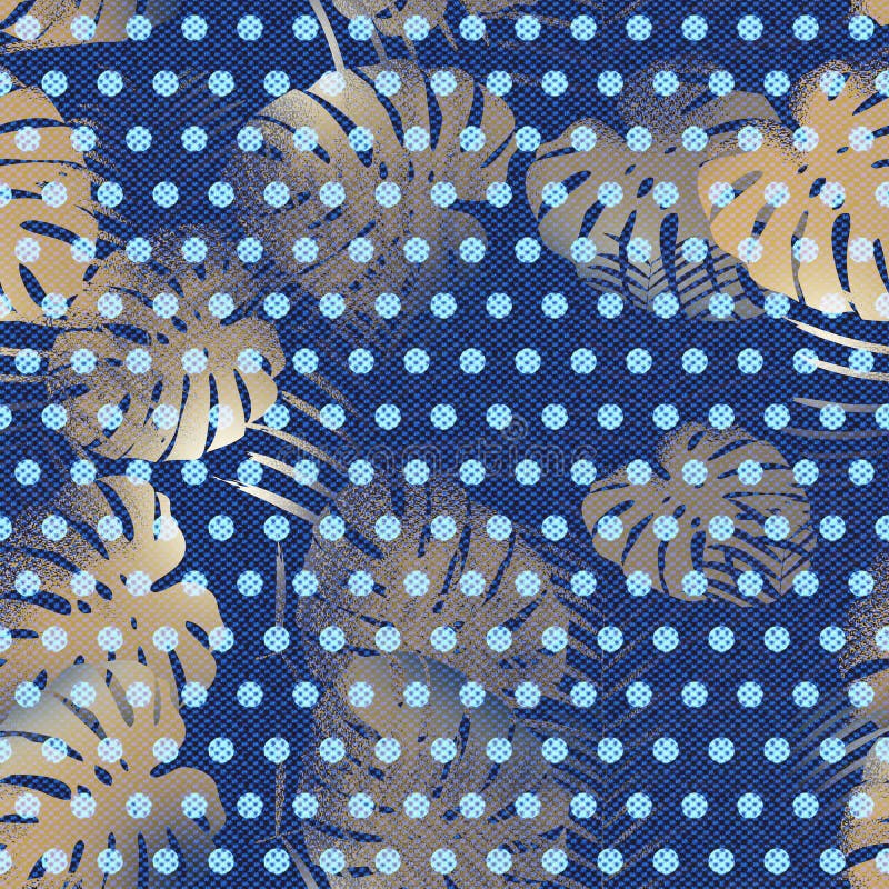 Tropical Leaves with Dots Background Pattern Seamless Stock ...