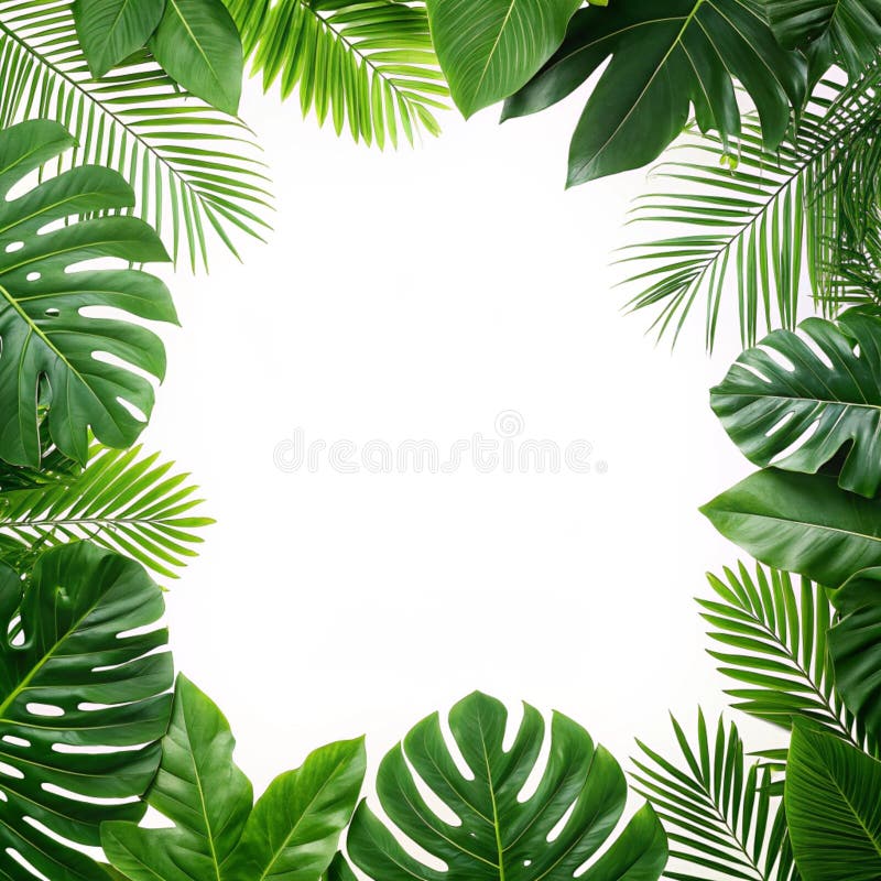 Tropical Leaves Forming Natural Frame Stock Illustration - Illustration ...
