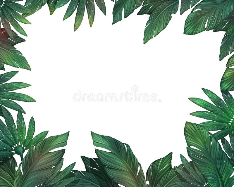 Tropical leaves frame stock illustration. Illustration of tree - 63989734