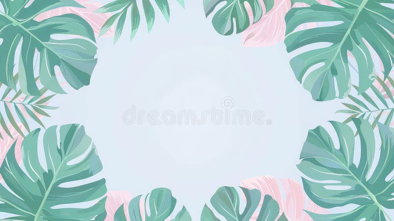 Tropical Leaves Frame, Pastel Colors, Artistic Border Design AI ...