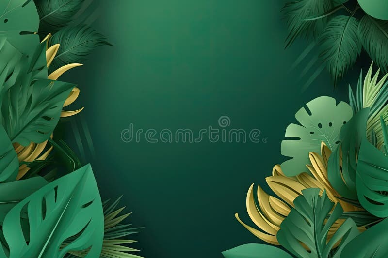 Tropical Leaves Frame with Vibrant Colors in 3D Style. Stock Image ...