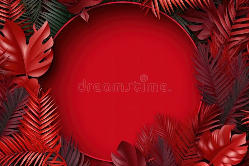 Tropical Leaves Frame with Vibrant Colors in 3D Style. Stock Photo ...