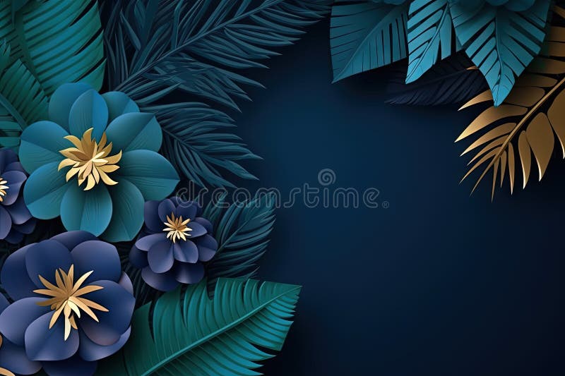 Tropical Leaves Frame with Vibrant Colors in 3D Style. Stock Photo ...