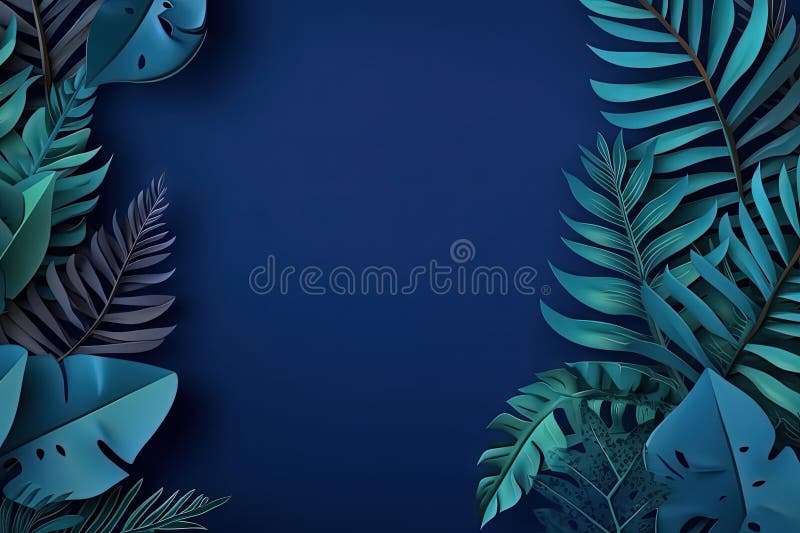 Tropical Leaves Frame with Vibrant Colors in 3D Style. Stock Photo ...