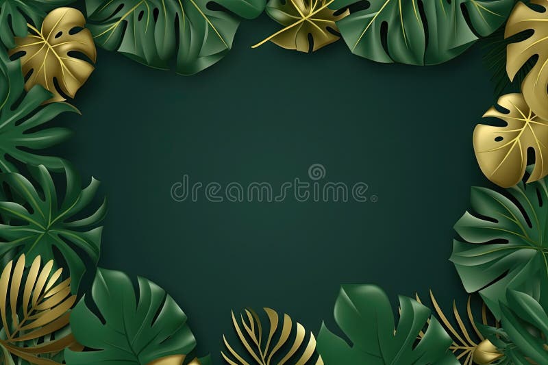 Tropical Leaves Frame with Vibrant Colors in 3D Style. Stock Image ...