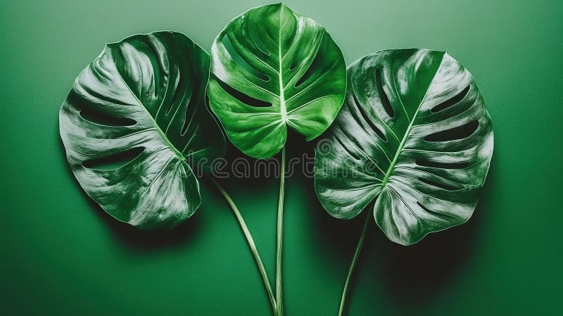 Tropical Leaves, Green Background, Flat Lay, Nature, Design Stock Image ...