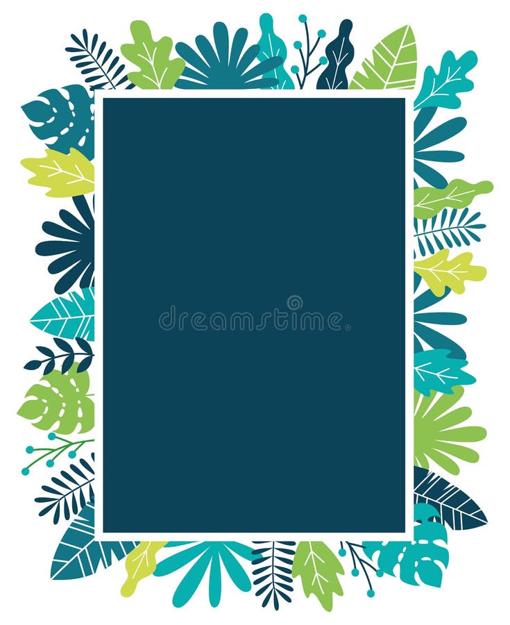 Tropical Leaves and Plants Rectangle Frame Stock Vector - Illustration ...