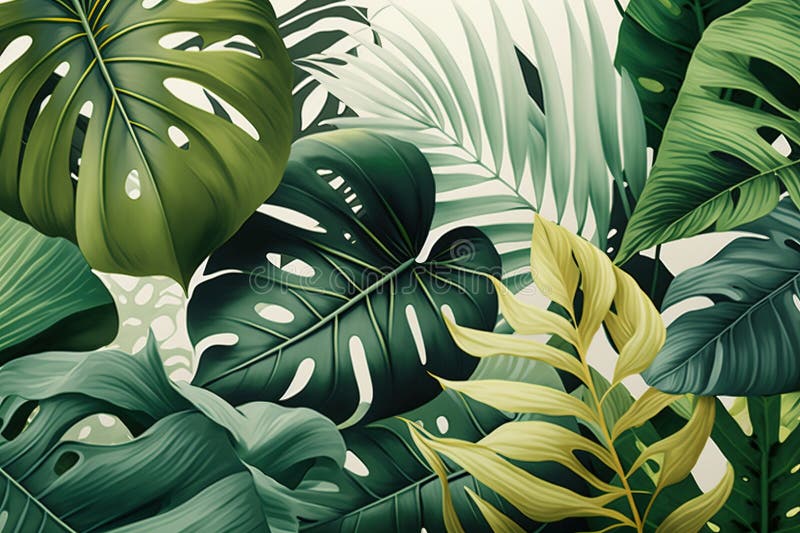 Tropical Leaves Seamless Pattern Background Stock Illustration ...