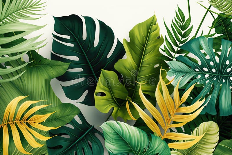 Tropical Leaves Seamless Pattern Background Stock Illustration ...