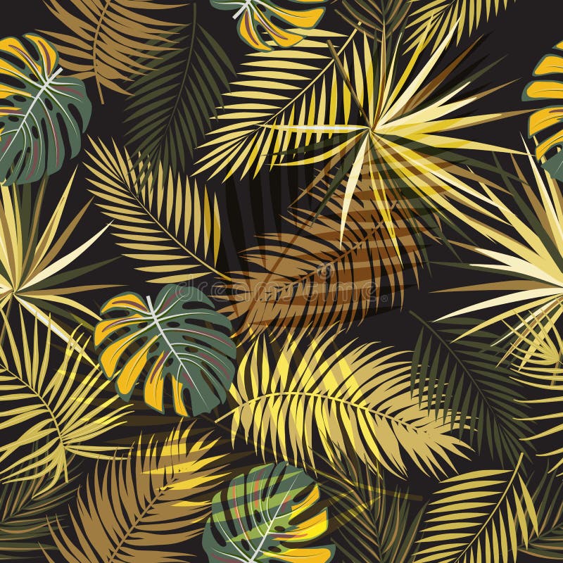 Tropical Vector Seamless Pattern Stock Vector - Illustration of foliage ...