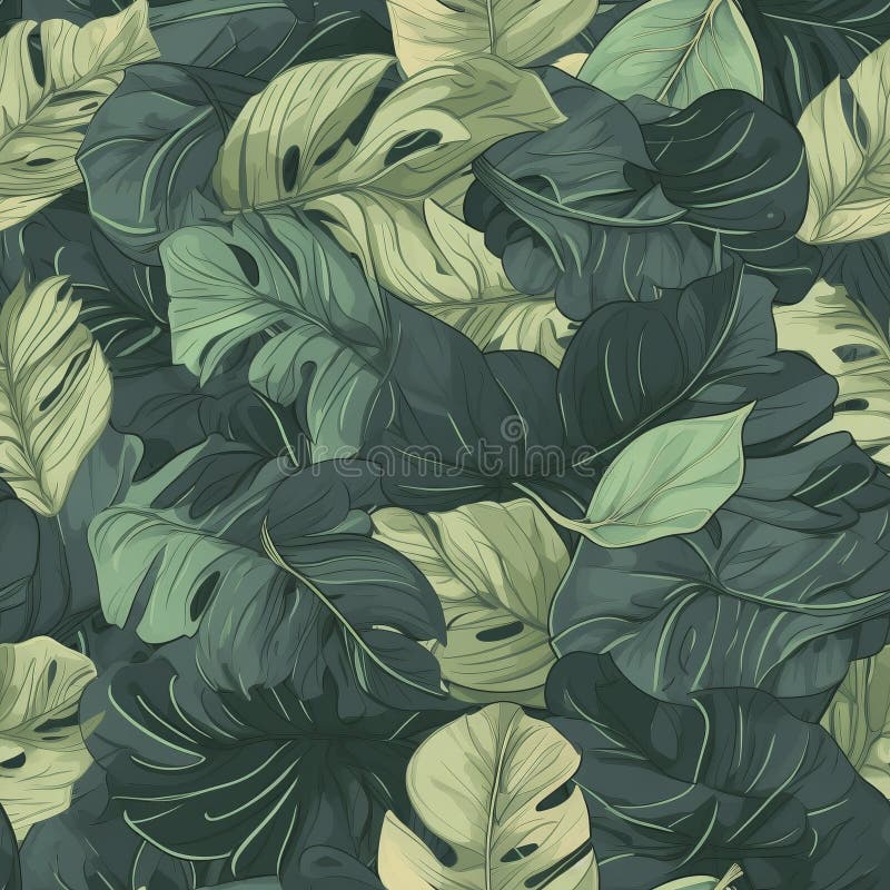 Tropical Leaves Seamless Pattern, Created with Generative AI Stock ...