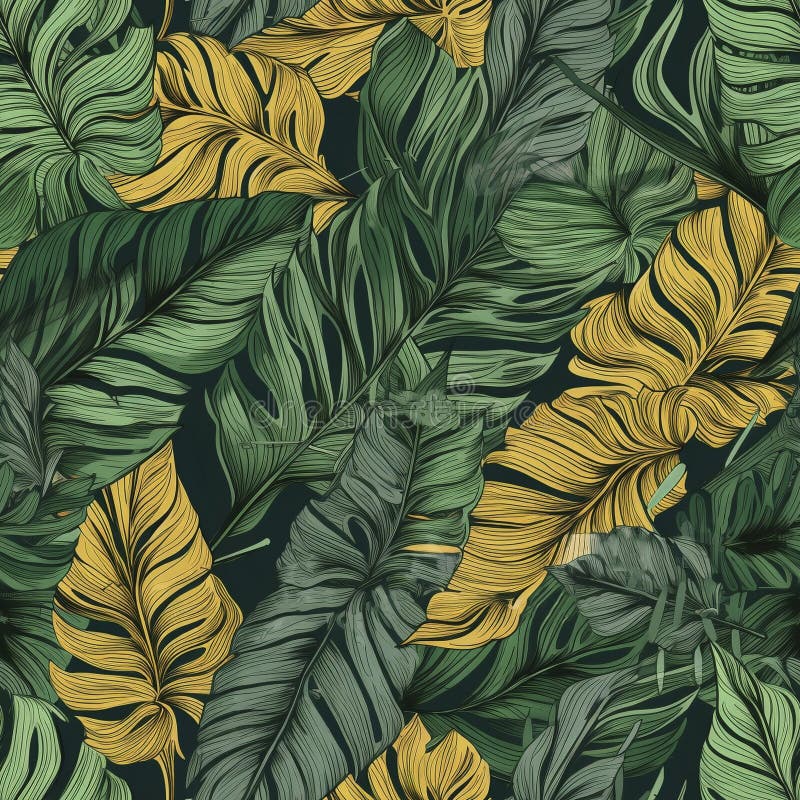 Tropical Leaves Seamless Pattern, Created with Generative AI Stock ...