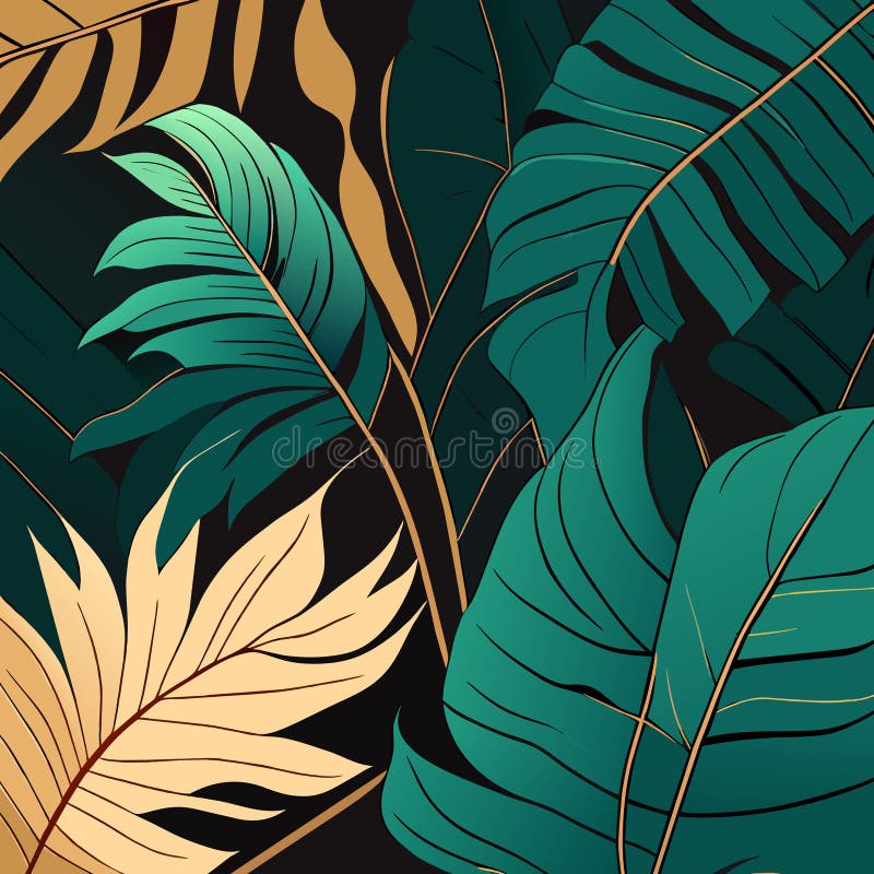 Tropical Leaves Seamless Pattern. Stock Illustration - Illustration of ...