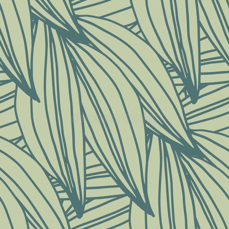 Tropical Linear Leaves Shape Seamless Pattern. Exotic Leaf Elements ...