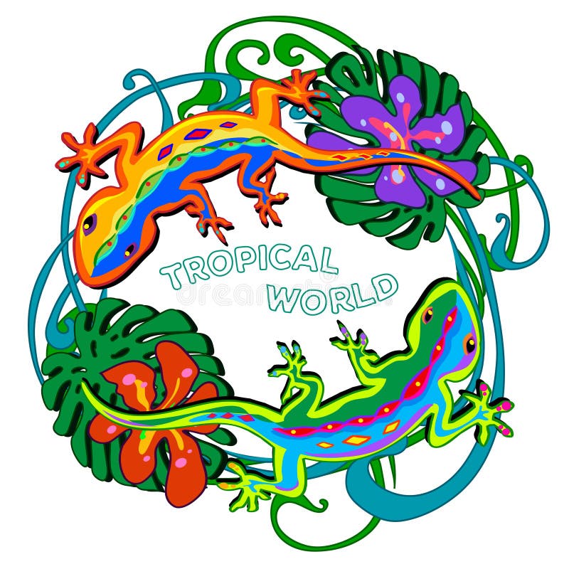 Colored Lizards Based on African Ethnic Motifs. Vector Illustration ...