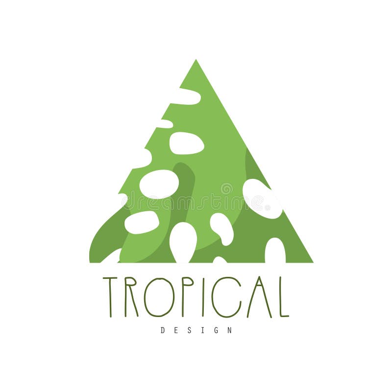 Tropical Logo Design, Triangle Badge Vector Illustration on a White ...
