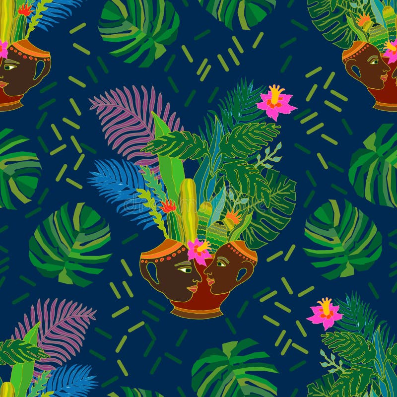 Tropical magic forest. stock illustration. Illustration of bohemian ...