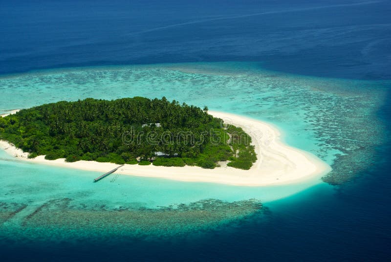 Tropical Maldivian Island from Above Stock Photo - Image of island ...