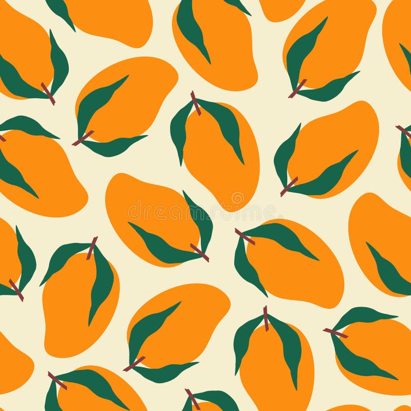 Tropical Mango Hand Drawn Vector Illustration. Thailand Ripe Fruit in ...