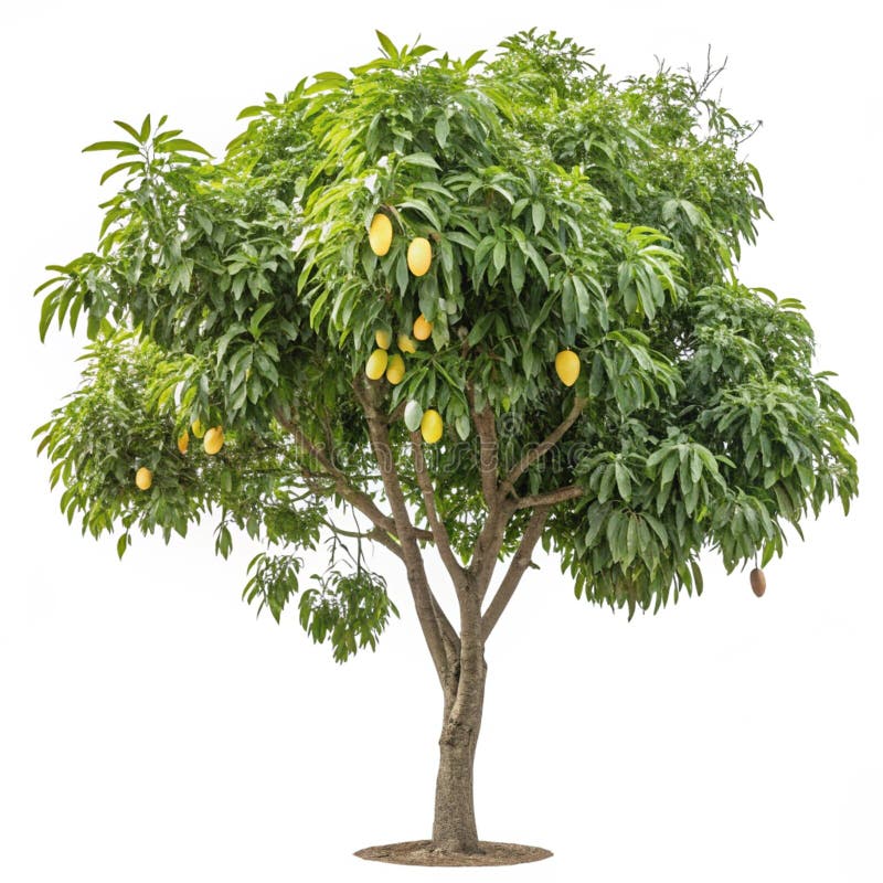 Tropical Mango Tree Isolated on White Background Stock Illustration ...