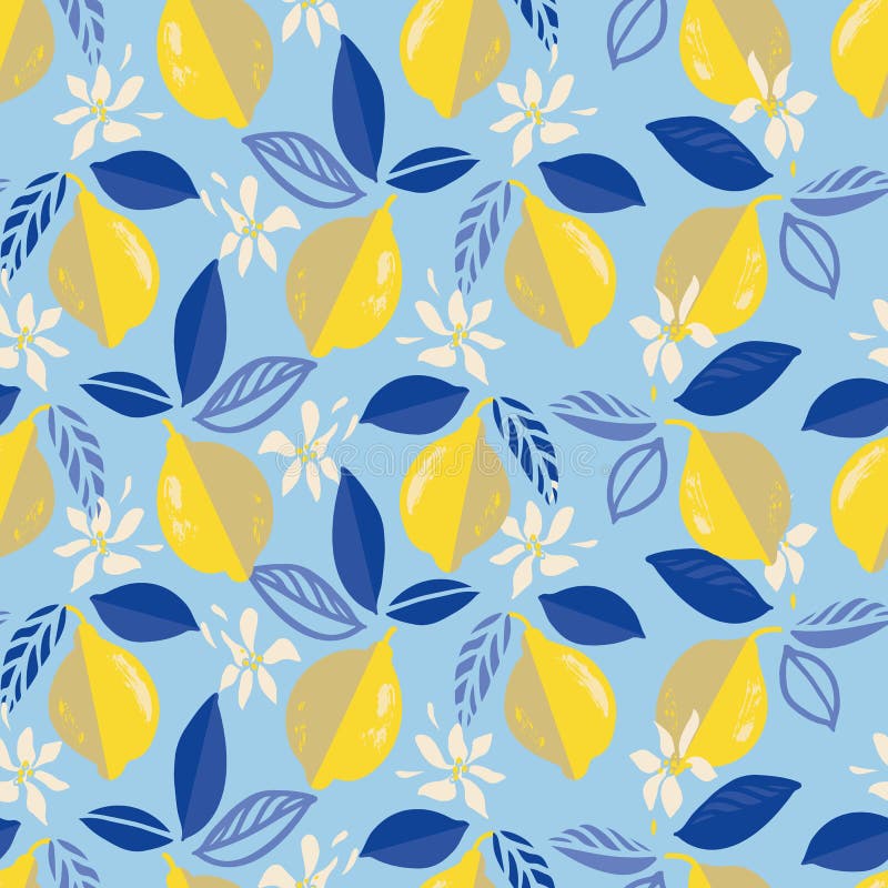 Tropical Mediterranean Modern Summer Lemon Repeating Pattern. Stock ...