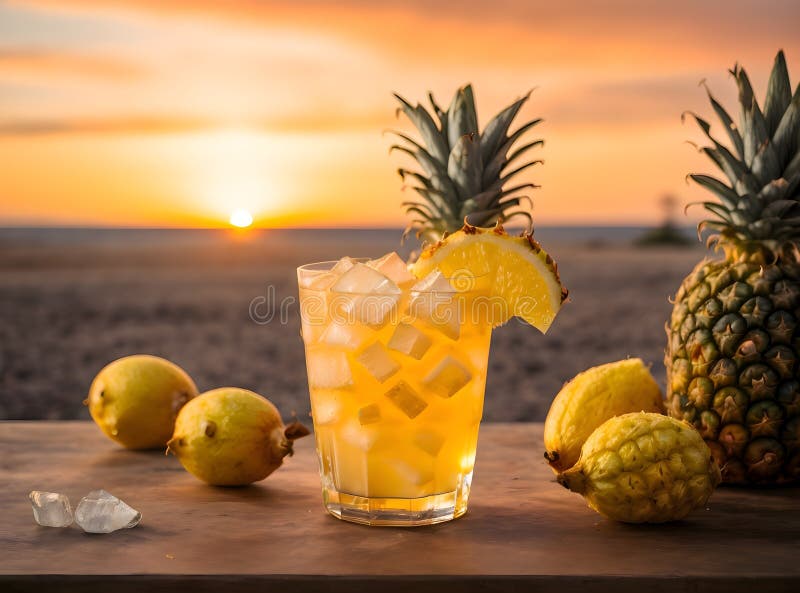 Tropical Mocktail Cocktail At Sunset On The Beach Stock Illustration Illustration Of Mocktail