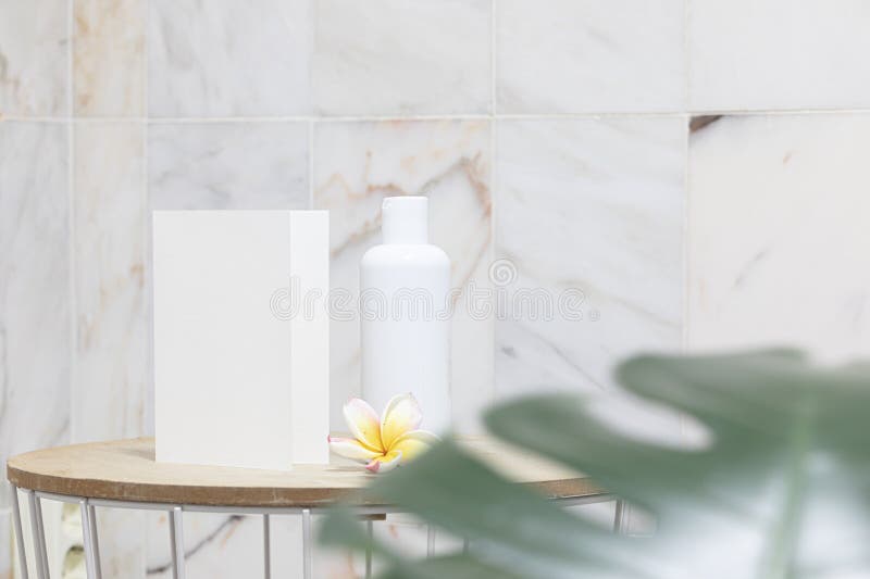 Tropical Mockup Card. Style Home Interior. White Bottle Lotion. Stock ...
