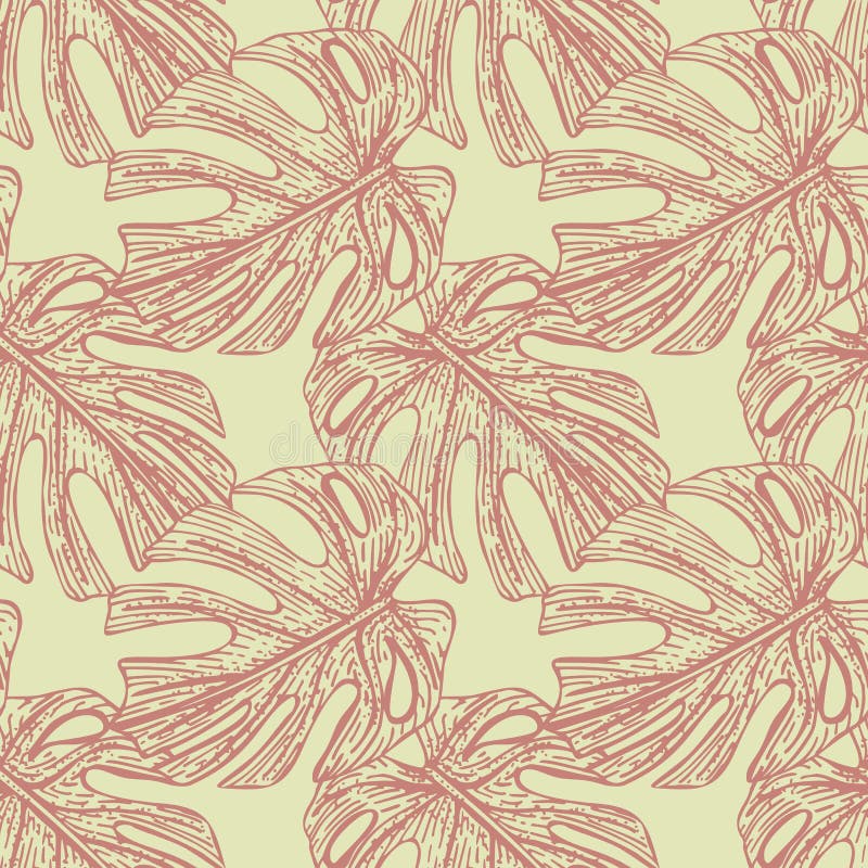 Tropical Monstera Leaf Seamless Pattern. Jungle Leaves Background ...