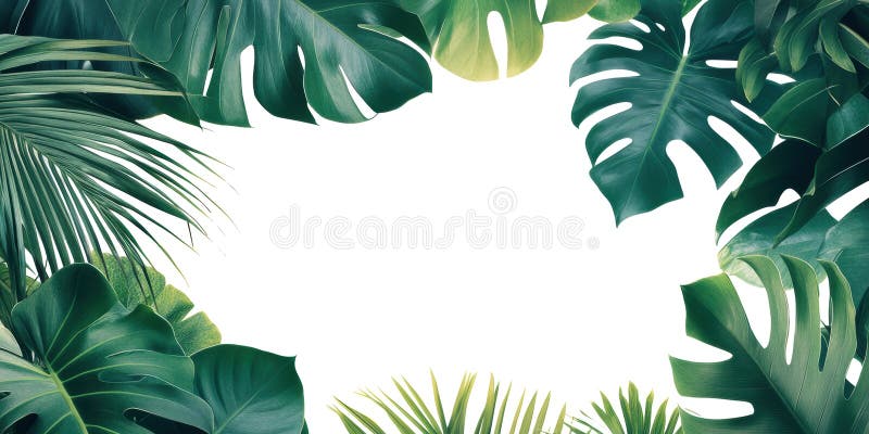 Tropical Monstera Leaves Border Design Isolated on Transparent ...